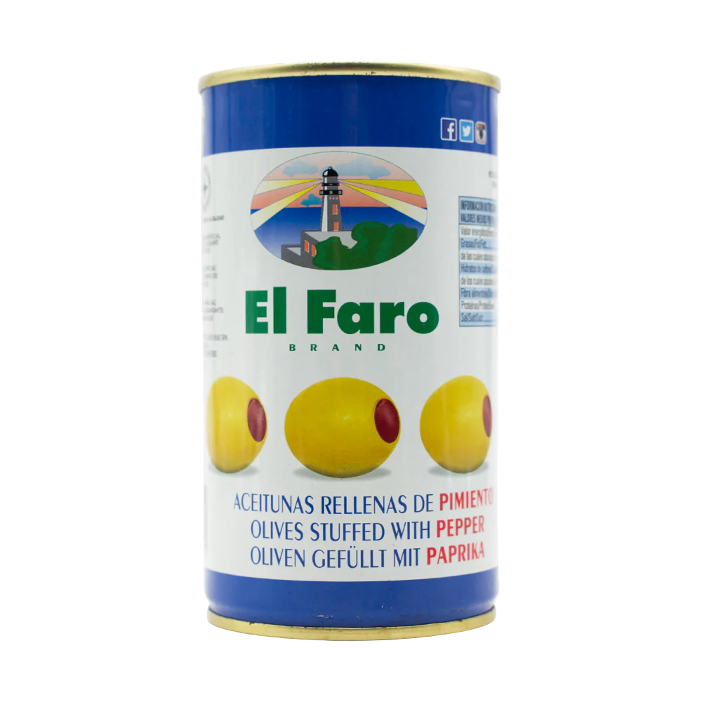 El Faro Green Manzanilla Olives With Roasted Red Pepper -Butcher Block ...